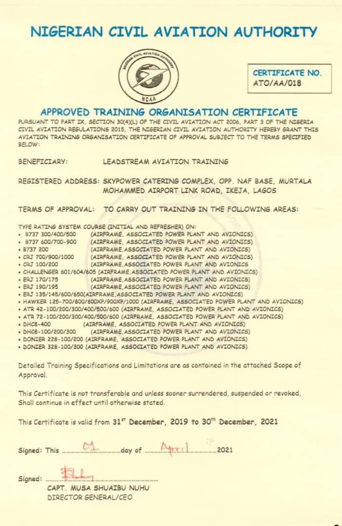 ATO: NCAA presents certificate of recognition to Leadstream Aviation ...